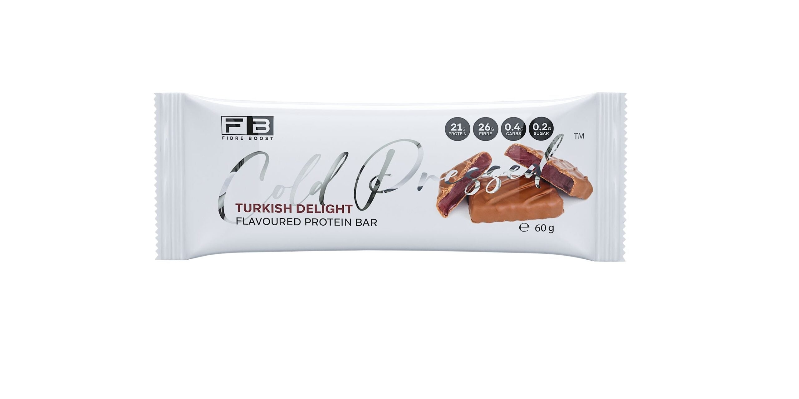 Cold Pressed Protein Bar - Turkish Delight - 60g (Single Bar) by Fibre ...