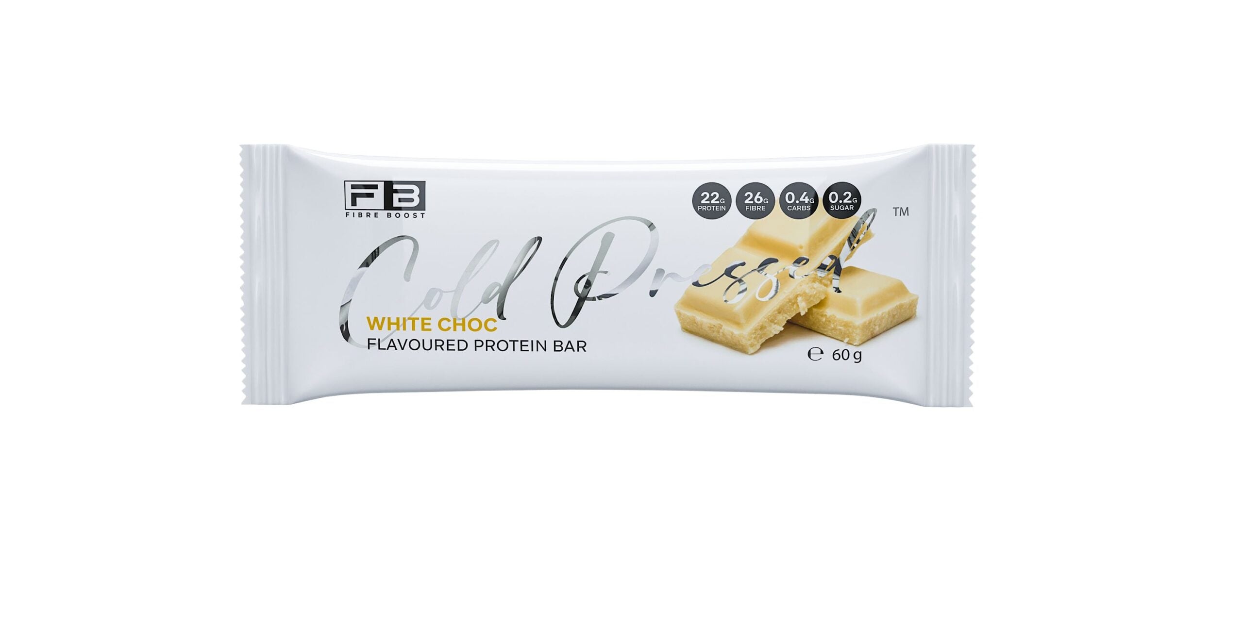 Cold Pressed Protein Bar - White Choc - 60g (Single Bar) by Fibre Boost ...